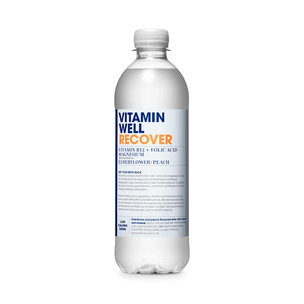 VITAMIN WELL RECOVER ELDERFLOWER & PEACH DRINK (500ml) x 12 – Zepbrook