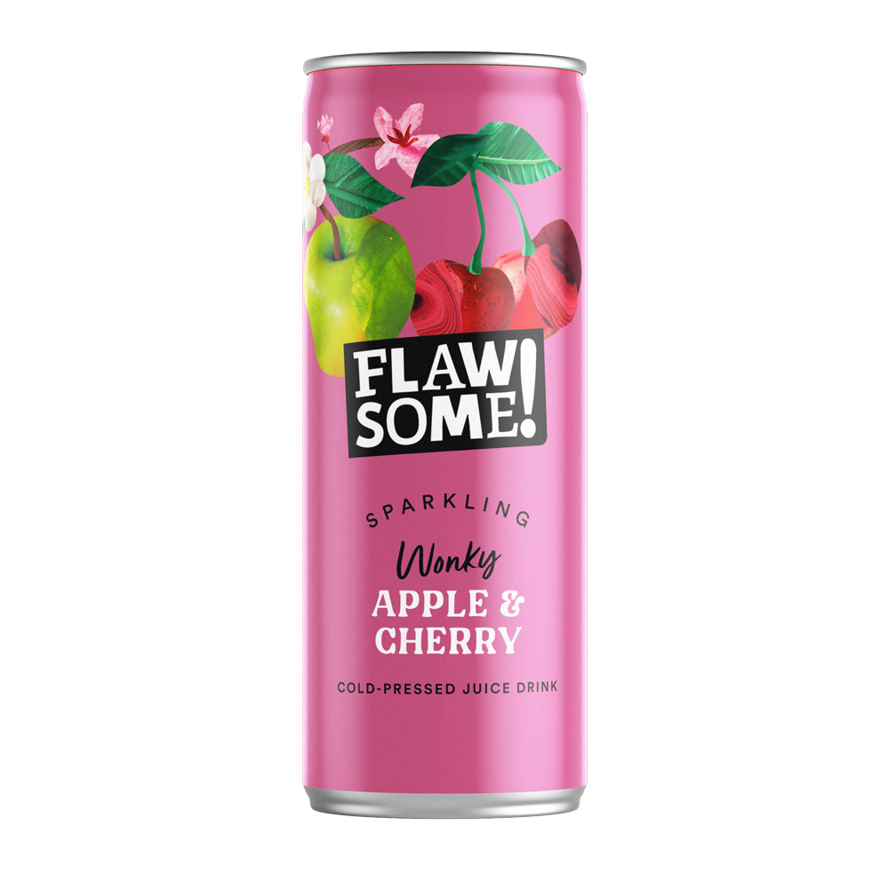 FLAWSOME! APPLE & SOUR CHERRY SPARKLING CANS (250ml) x 24 – Zepbrook