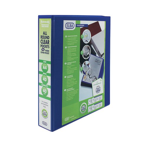 ELBA PANORAMA 40MM 4 D-RING PRESENTATION BINDER A4 BLUE (6 P – Zepbrook