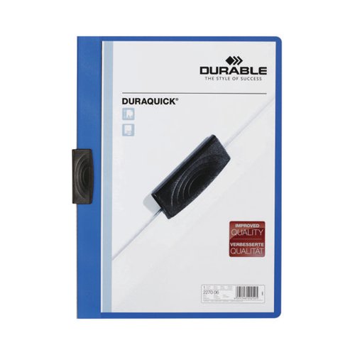 DURABLE DURAQUICK 20 CLIP FOLDER A4 BLUE (PACK OF 20) 2270/0 – Zepbrook