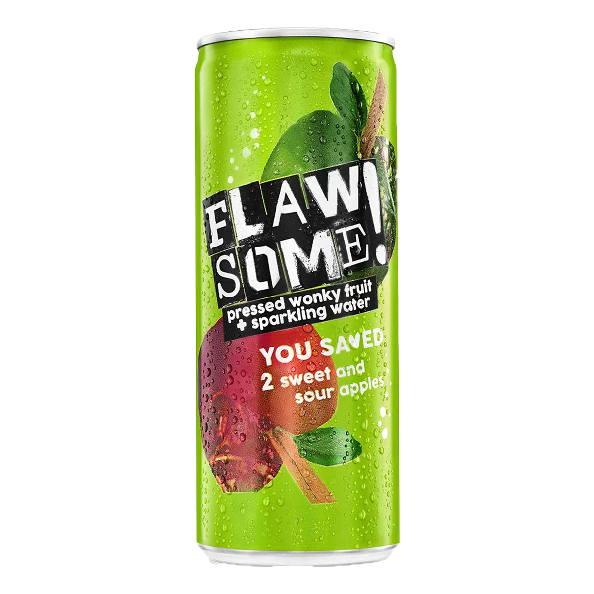 FLAWSOME! DRINKS SWEET & SOUR APPLE SPARKLING CANS (250ml) x 24 – Zepbrook