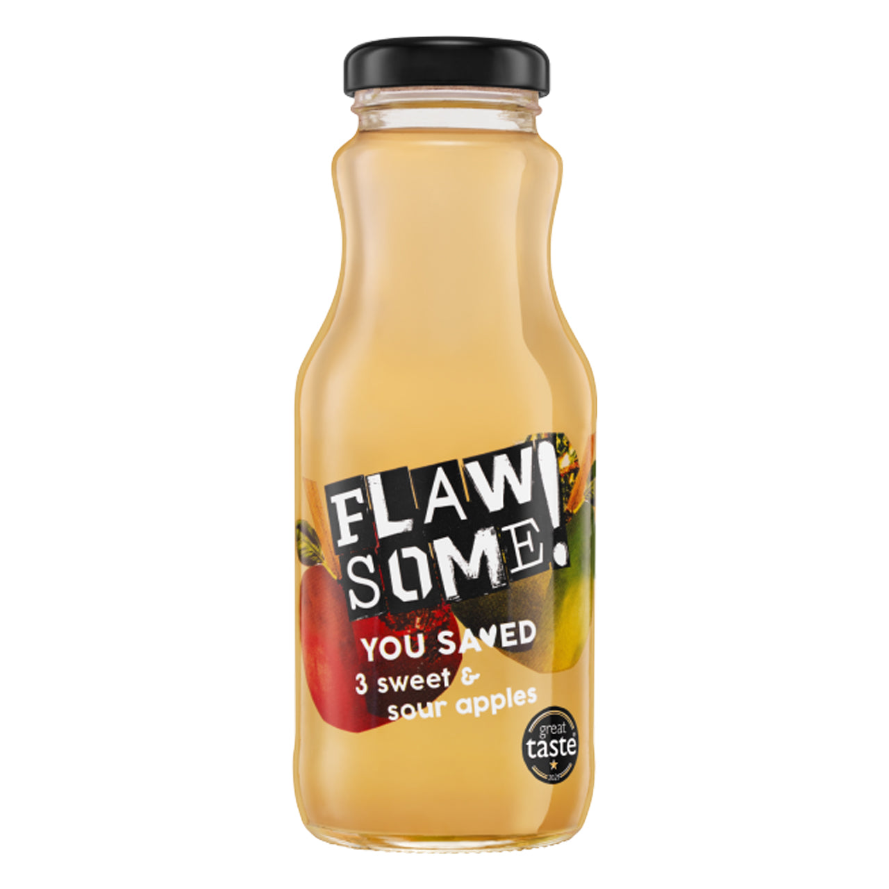 FLAWSOME! DRINKS SWEET & SOUR APPLE JUICE GLASS BOTTLES (250ml) x 12 ...