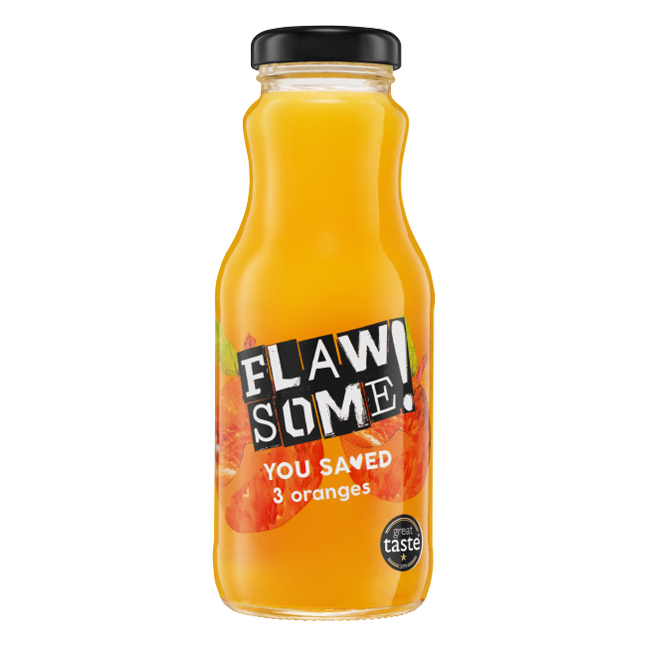FLAWSOME! DRINKS ORANGE JUICE GLASS BOTTLES (250ml) x 12 – Zepbrook