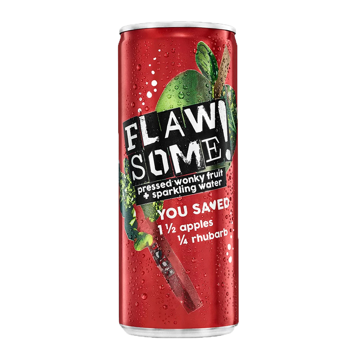 FLAWSOME! DRINKS APPLE & RHUBARB SPARKLING CANS (250ml) x 24 – Zepbrook