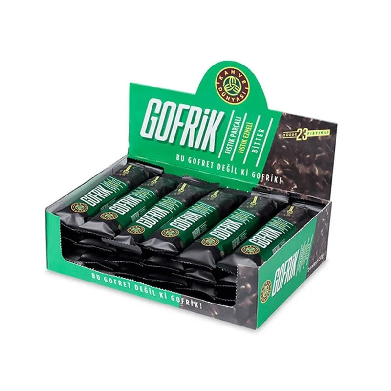 GOFRiK BITTER DARK CHOCOLATE WITH PISTACHIO BARS (Box of 24) – Zepbrook