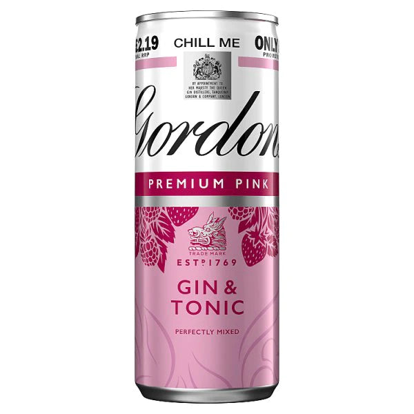 GORDON'S PINK GIN & TONIC CANS (250ml) x 12 – Zepbrook